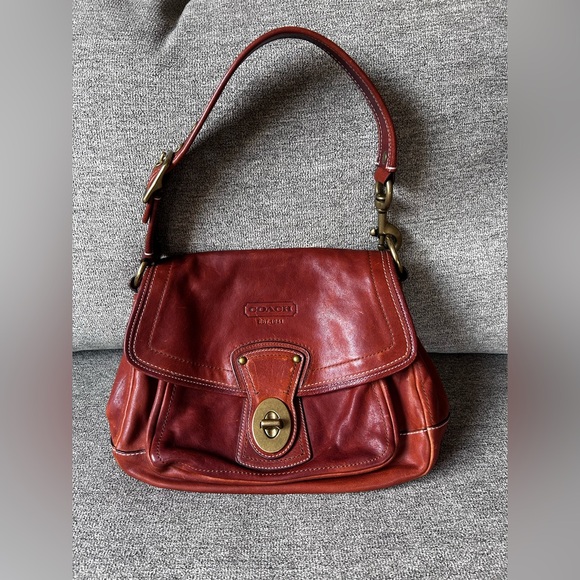 Coach | Bags | Coach Legacy Ali Turnlock Flap Leather Whiskey Shoulder ...